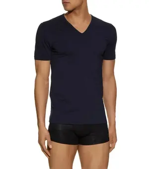 Zimmerli Zegna 172 Pure Comfort V-neck T-shirt - Navy