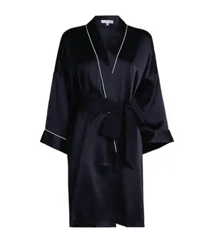 Olivia Von Halle Silk Mimi Robe Navy