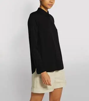 Vince Silk-blend Slim-fit Blouse - Black