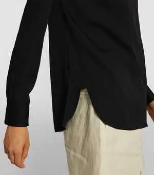 Vince Silk-blend Slim-fit Blouse - Black