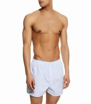 Sunspel Mini Check Boxers - Blue