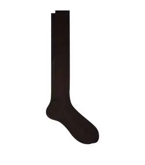 Pantherella Egyptian Cotton Lisle Long Sock - Brown