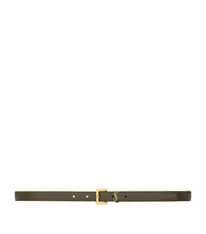 Saint Laurent Leather Monogram Belt - White