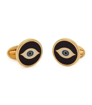 Halcyon Days Gold And Enamel Evil Eye Cufflinks - Blue