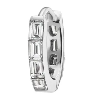 MARIA TASH Gold And Diamond Invisible Set Baguette Eternity Hoop Earring - White