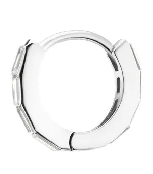 MARIA TASH Gold And Diamond Invisible Set Baguette Eternity Hoop Earring - White