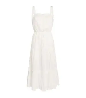 knee length dresses for ladies Amity Denim Midi Dress White – VRG GRL main image 0