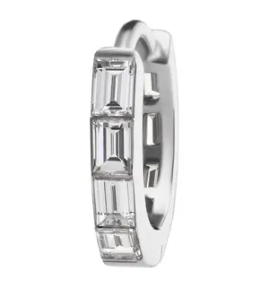 MARIA TASH Gold Invisible Set Baguette Diamond Eternity Hoop Earring - White
