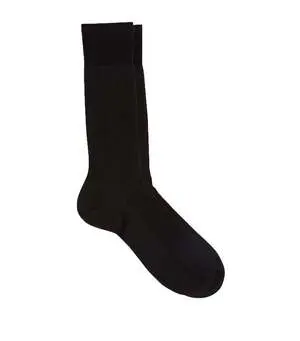 Pantherella Merino Wool-blend Ribbed Socks - Black