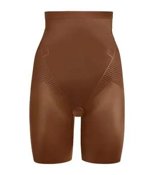 Spanx Shape Invisible High-waist Mid-thigh Shorts Medium Control - Brown