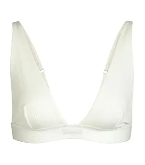SKIMS Cotton-blend Plunge Bralette - Ivory