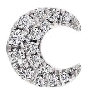 MARIA TASH Gold Diamond Moon Threaded Stud Earring - White