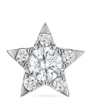 MARIA TASH Gold And Diamond Star Threaded Stud Earring - White