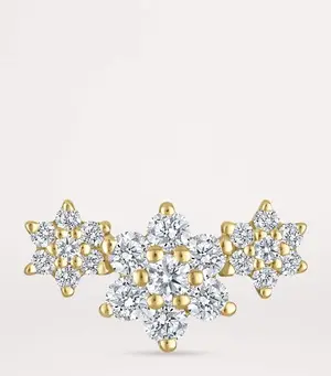 MARIA TASH Three Flower Garland Diamond Threaded Stud Earring - Gold