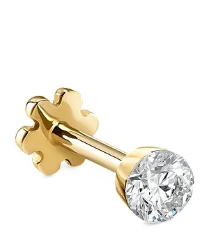 MARIA TASH Yellow And Diamond Threaded Stud Earring - Gold