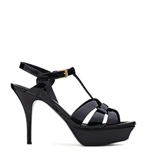 Saint Laurent Leather Tribute Platform Sandals 105 - Black
