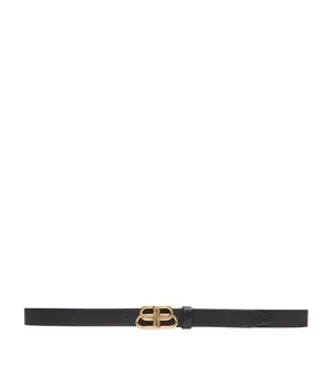 Balenciaga Leather Bb Logo Belt - Black