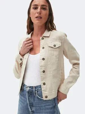 Michael Stars Linen Jean Jacket Brown