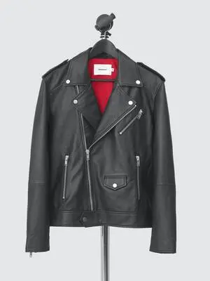 DEADWOOD Women\'s River Original Leather Biker Jacket - Black