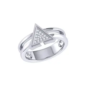 LUVMYJEWELRY On Point Triangle Diamond Ring In Sterling Silver - Silver