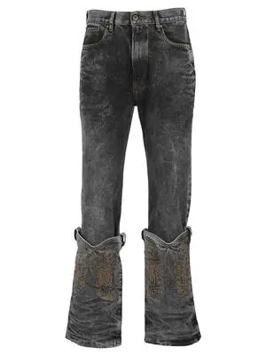 Y/Project Cowboy Cuff Jeans - Black Acid Washed | Editorialist