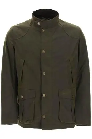 Barbour Leeward Jacket In Waxed Cotton Olive (green)