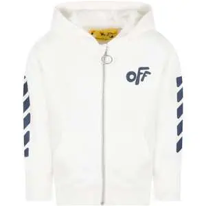 Off-White White Sweatshirt With Blue Print Bianco E Blu