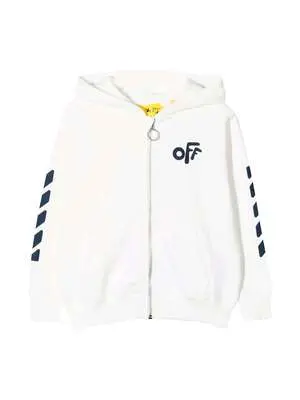 Off-White Sweatshirt With Blue Print - Bianco/blu