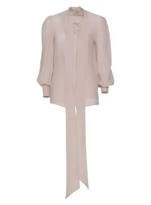 Givenchy Blouse In Silk With Ascot Tie In Blush