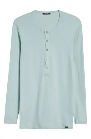 TOM FORD Cotton Knit Henley - Pale Mint
