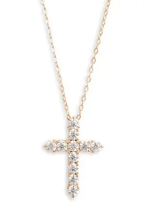 Nadri Cross Pendant Necklace - Gold