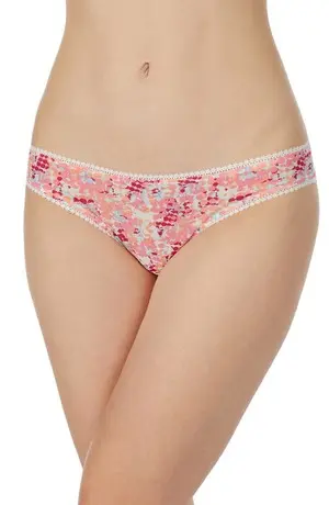 ON GOSSAMER On Gossamer Triple Mesh Printed Bikini Bottom Bright Spot