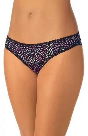 ON GOSSAMER On Gossamer Triple Mesh Printed Bikini Bottom Confetti Burst
