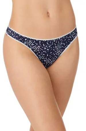 ON GOSSAMER On Gossamer Triple Mesh Printed Bikini Bottom Scatter Dot Ink