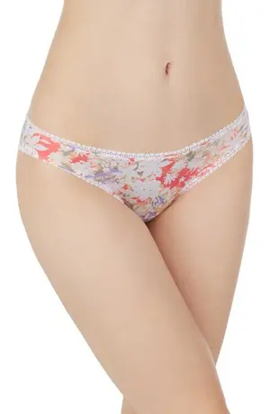 ON GOSSAMER On Gossamer Triple Mesh Printed Bikini Bottom Soft Floral