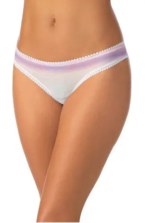 ON GOSSAMER On Gossamer Triple Mesh Printed Bikini Bottom Sunset Stripe