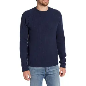 SCHOTT Ribbed Wool Blend Sweater - Navy