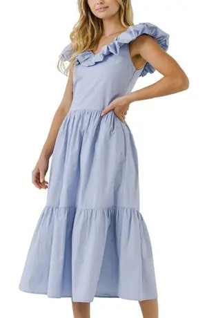 English Factory Ruffle Tiered Midi Dress