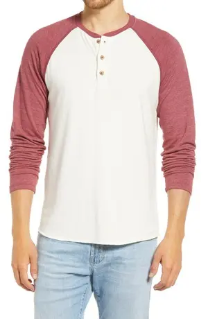 Marine Layer Long Sleeve Baseball Henley