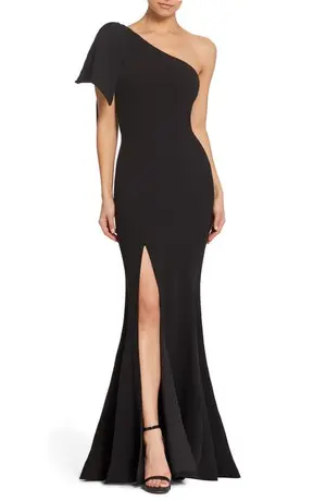 Dress The Population Georgina One-shoulder Gown - Black