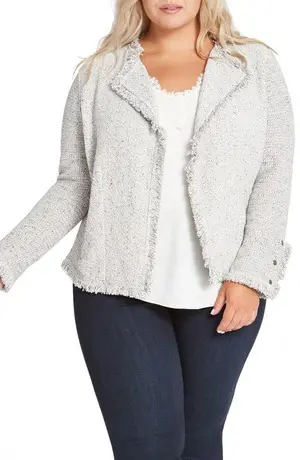 NIC+ZOE Fringe Mix Knit Jacket - Sugar Cookie