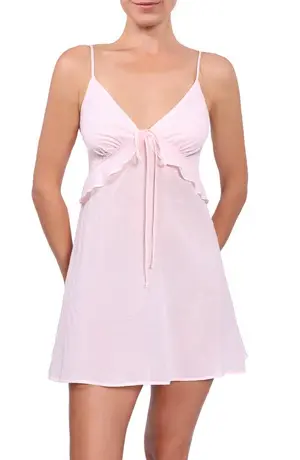 EVERYDAY RITUAL Isabelle Tie-front Cotton Chemise Blush Pink