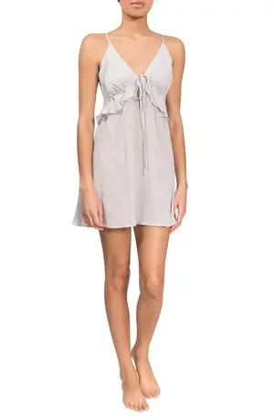 EVERYDAY RITUAL Isabelle Tie-front Cotton Chemise - Mist