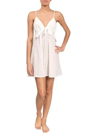 EVERYDAY RITUAL Isabelle Tie-front Cotton Chemise White