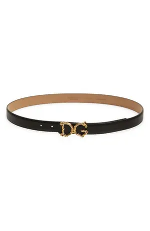 Dolce & Gabbana Dolce&Gabbana DG Baroque Buckle Leather Belt Nero