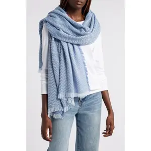 Treasure & Bond Herringbone Burlap Scarf Blue Bijou Combo