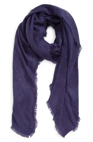 Treasure & Bond Herringbone Burlap Scarf Blue Cobalt