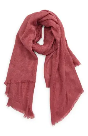 Treasure & Bond Herringbone Burlap Scarf Burgundy Blush