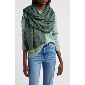 Treasure & Bond Herringbone Burlap Scarf Green Park Combo