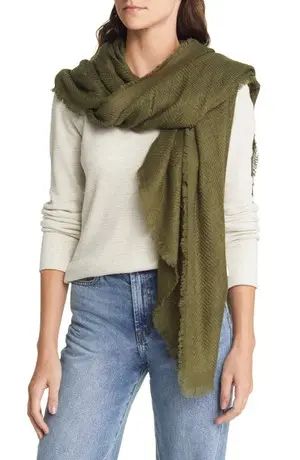 Treasure & Bond Herringbone Burlap Scarf Green Zen